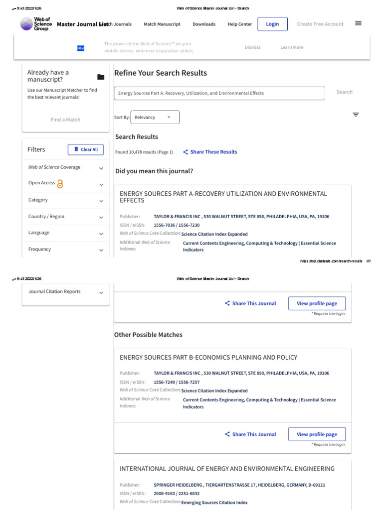 Web of Science Master Journal List - Search | PDF | International ...