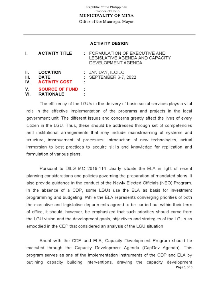 Ela Capdev Training Design | PDF | Capacity Building