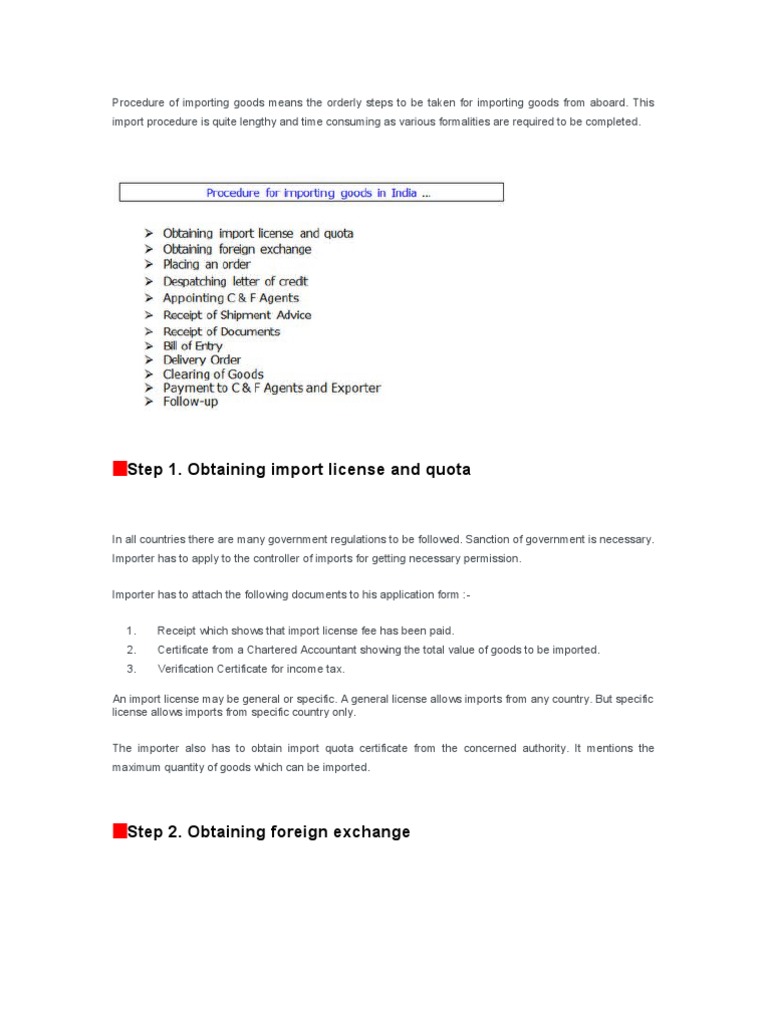 Procedure of Importing Goods | PDF | Invoice | Receipt