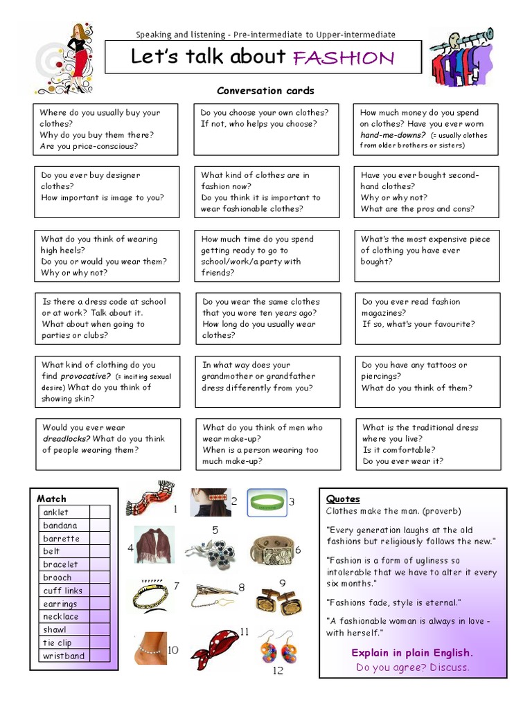 Conversation About Fashion | PDF | Clothing | Fashion