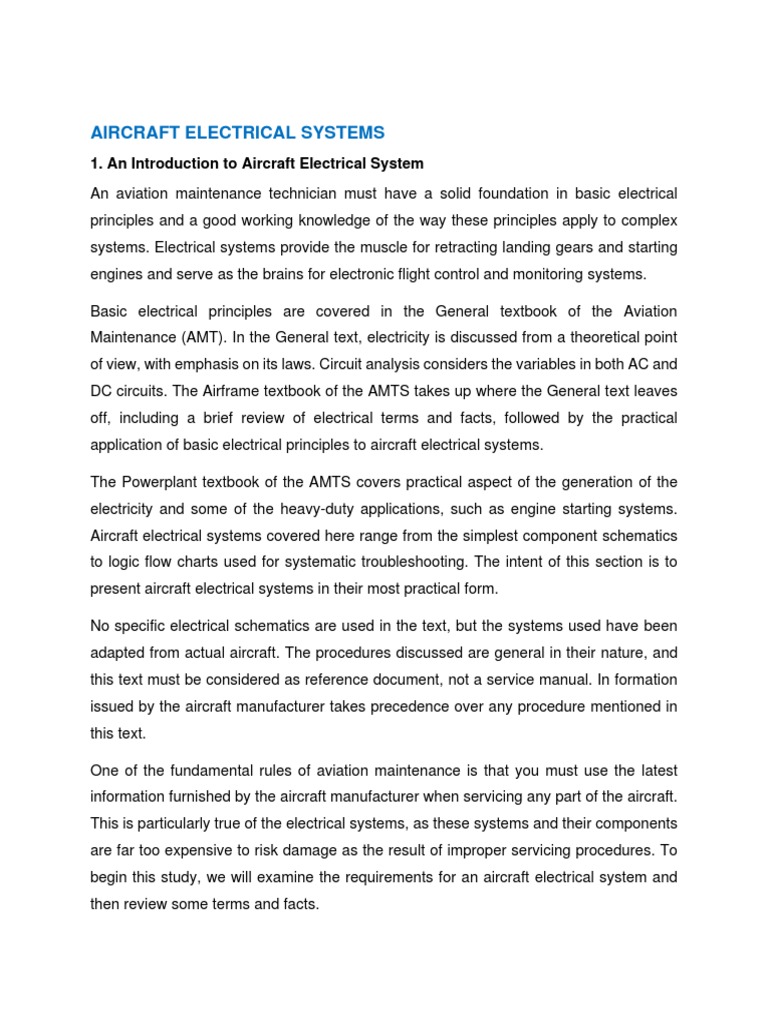 Aircraft Electrical Systems | PDF | Diode | Series And Parallel Circuits