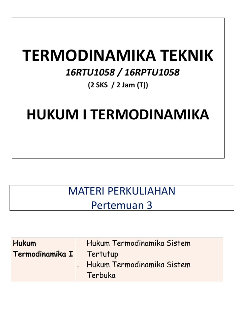 Hukum Termodinamika I Sistem Tertutup | PDF