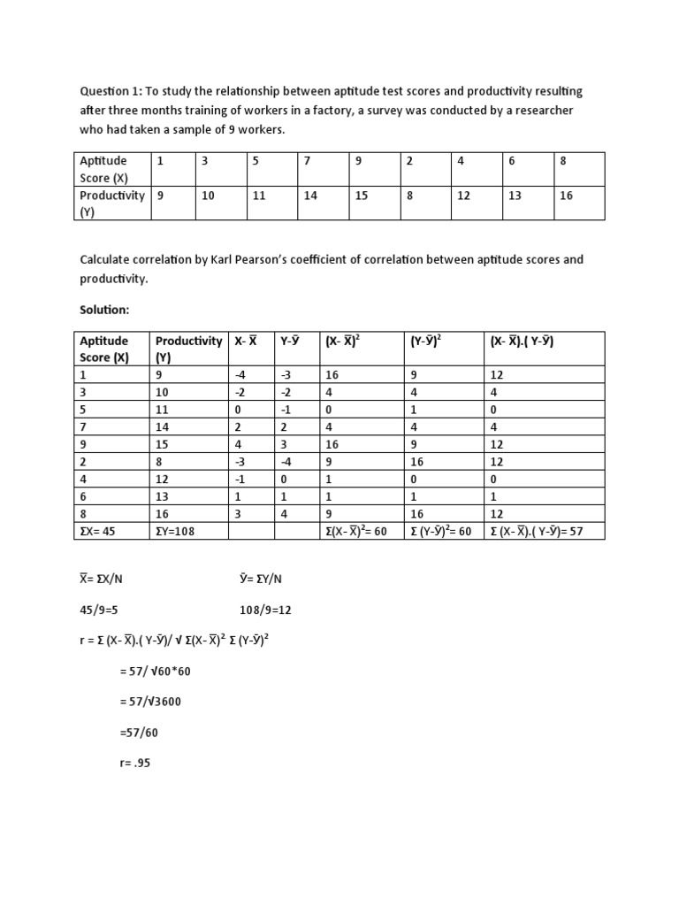 Correlation and Regression Calculations | PDF | Statistical Analysis ...