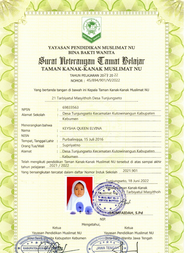 Ijazah TK _ 1 | PDF