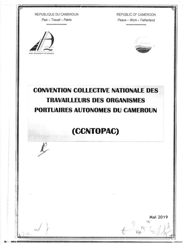 Convention Collective Des Travailleurs Des Ports Autonome Du Cameroun V ...