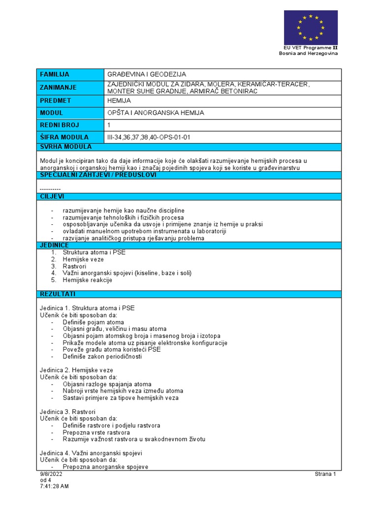 01 Opsta I Anorganska Hemija | PDF