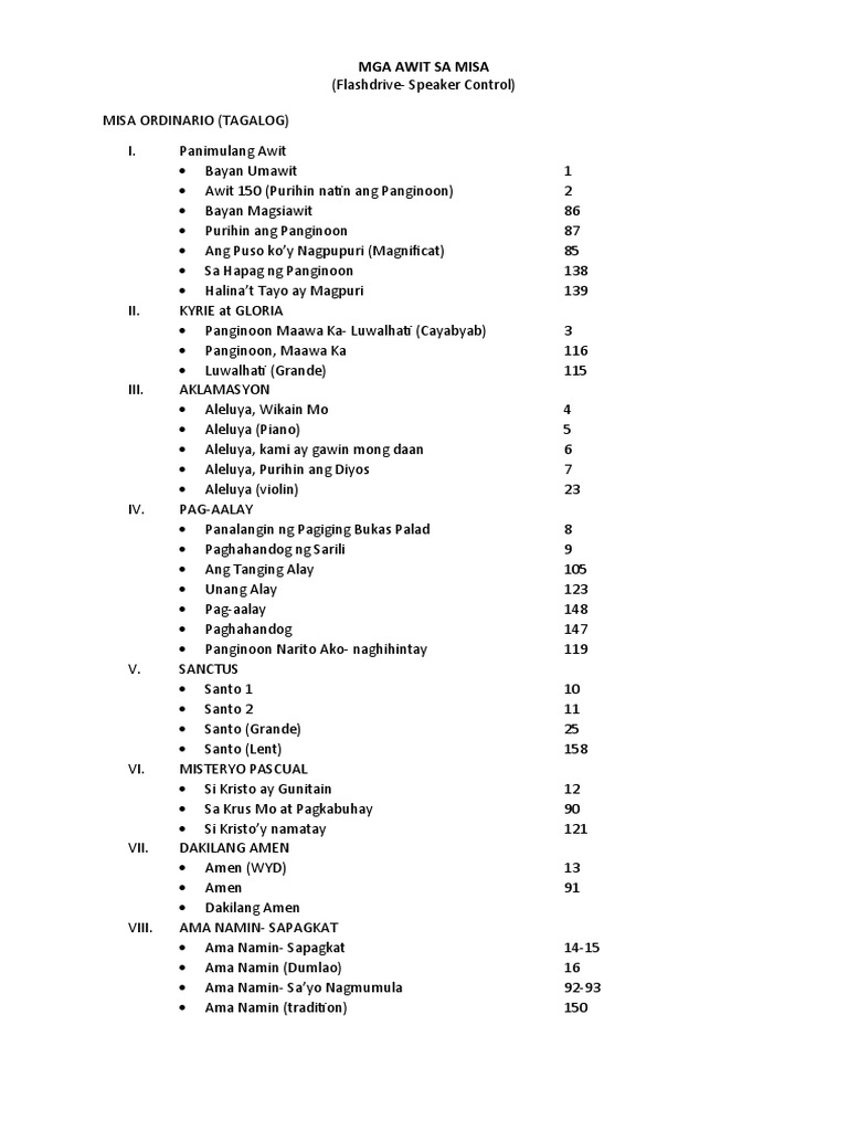 Mga Awit Sa Misa | PDF