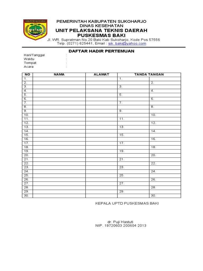 DAFTAR HADIR Form | PDF
