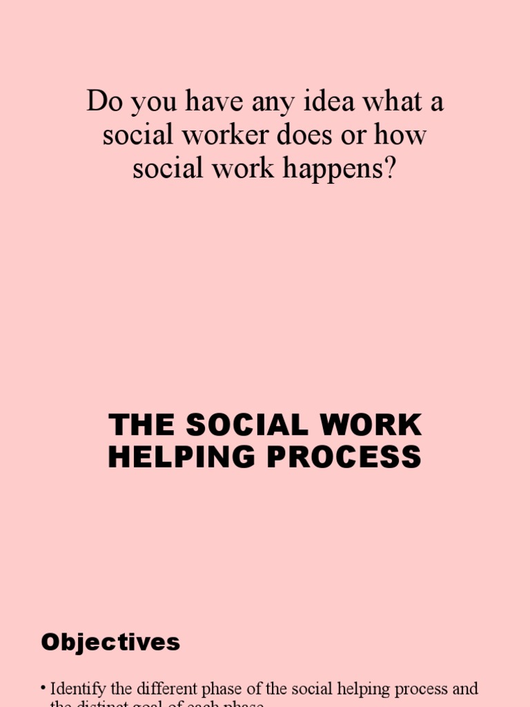 Social Work Helping Process Guide | PDF | Social Work | Evaluation