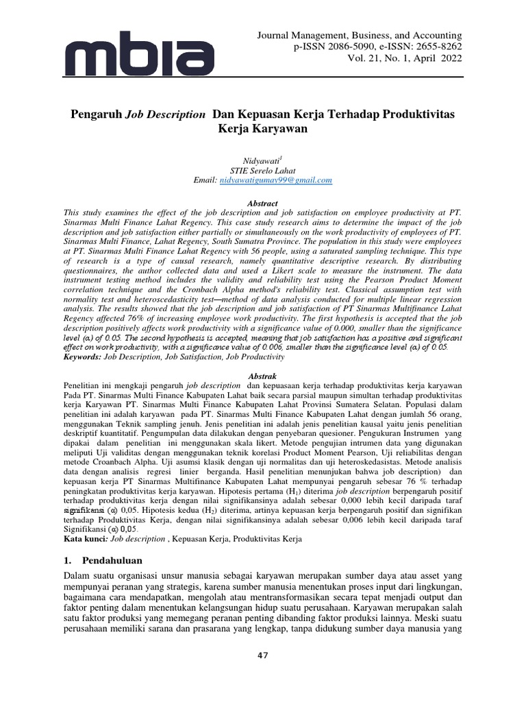 Jurnal Kepuasan Kerja 1 | PDF | Statistical Inference | Evaluation Methods