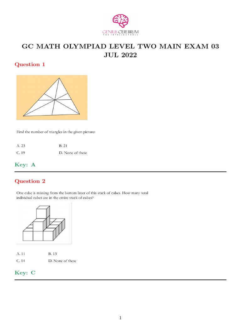 GC Maths Olympiad Class 3 | PDF