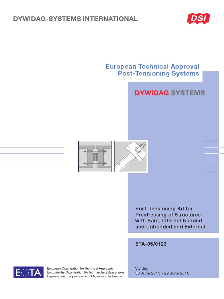 DSI - DYWIDAG - ETA 05 0123 - Post Tensioning System Using Bars - en | PDF
