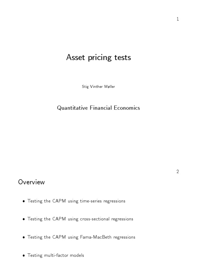 Asset Pricing Tests | PDF | Capital Asset Pricing Model | Regression ... Asset Pricing Tests | PDF | Capital Asset Pricing Model | Regression ...