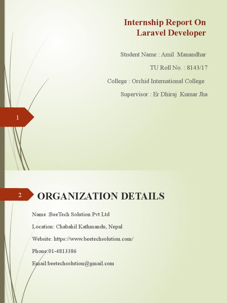 Internship Report On Laravel Developer | PDF | Software | Application ...