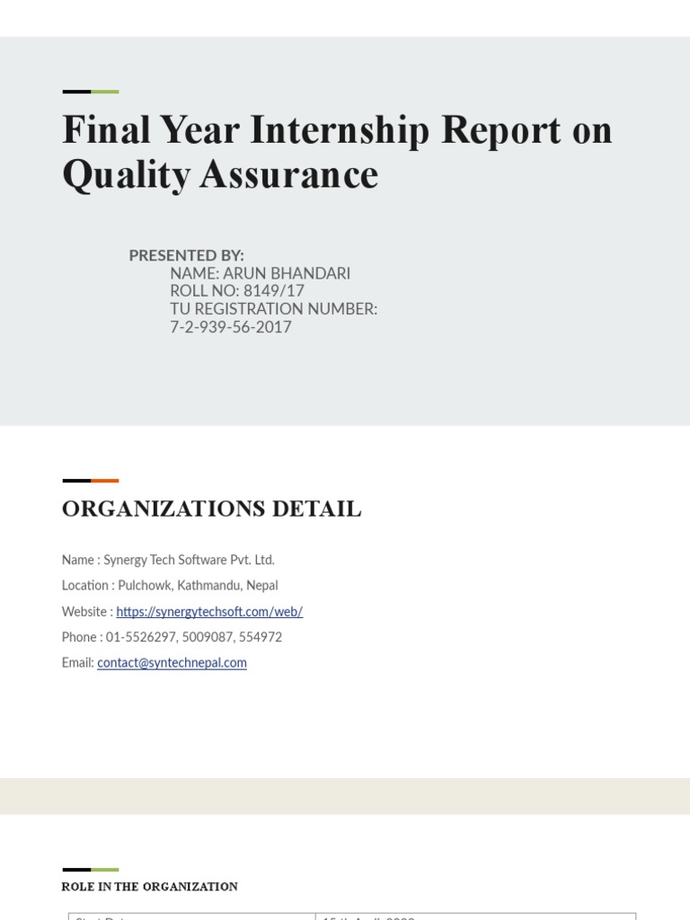 Final Year Internship Report On Quality Assurance | PDF | Microfinance | Server (Computing)