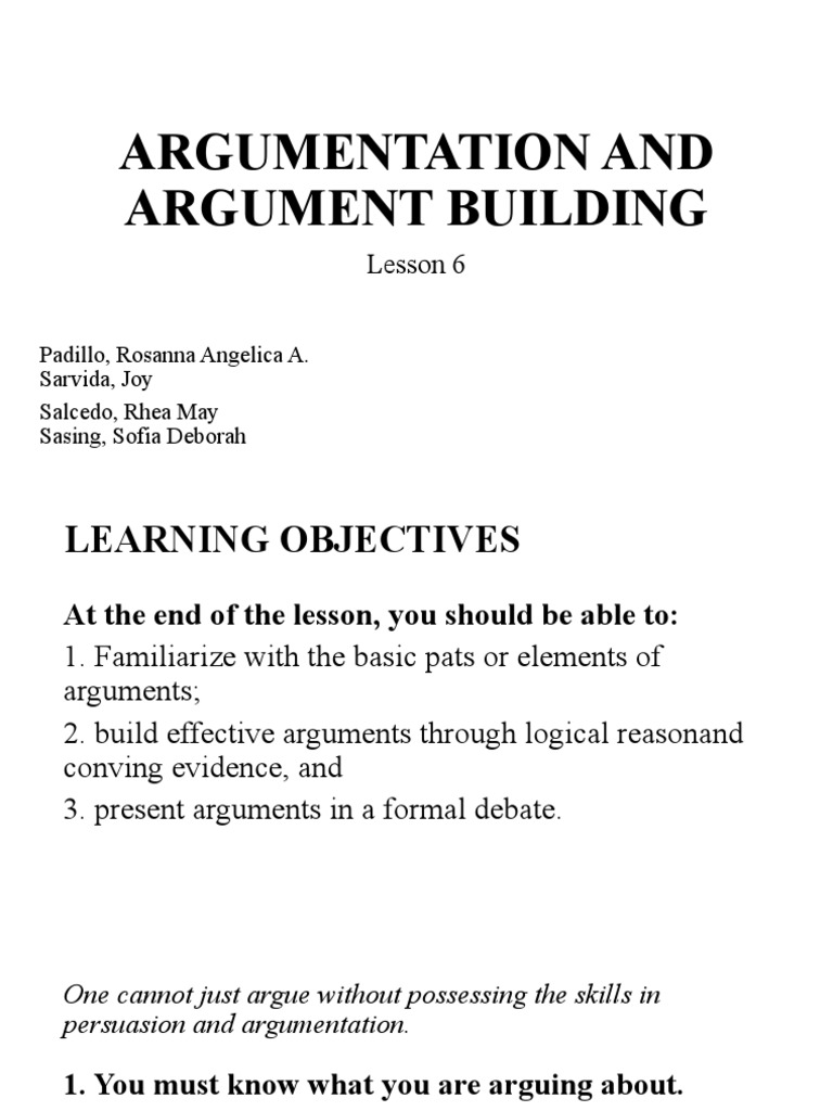 Argumentation Skills & Debate Guide | PDF