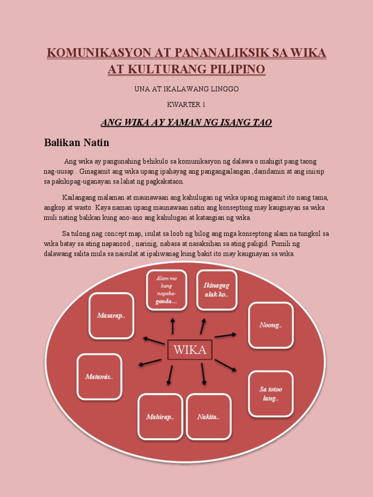 Komunikasyon at Pananaliksik Sa Wika at Kulturang Pilipino | PDF