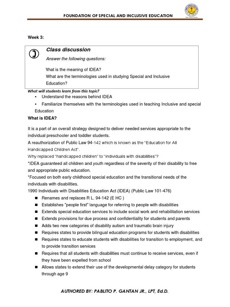 Prelim Module 3 | PDF | Special Education | Inclusion (Education)