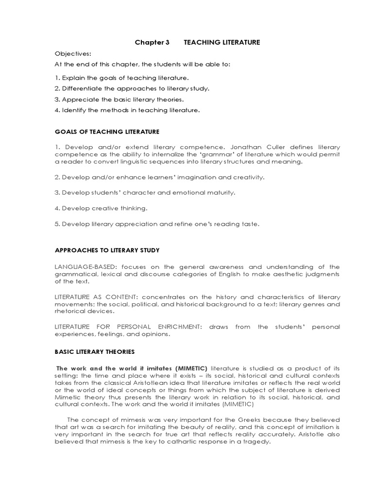 Guiding Students Through Literary Analysis: Examining the Goals ...