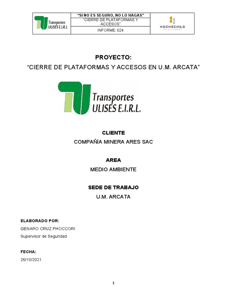 Informe 026 - Accesos Extras de Plataforma Pl-A3 y Pl-A42 | PDF