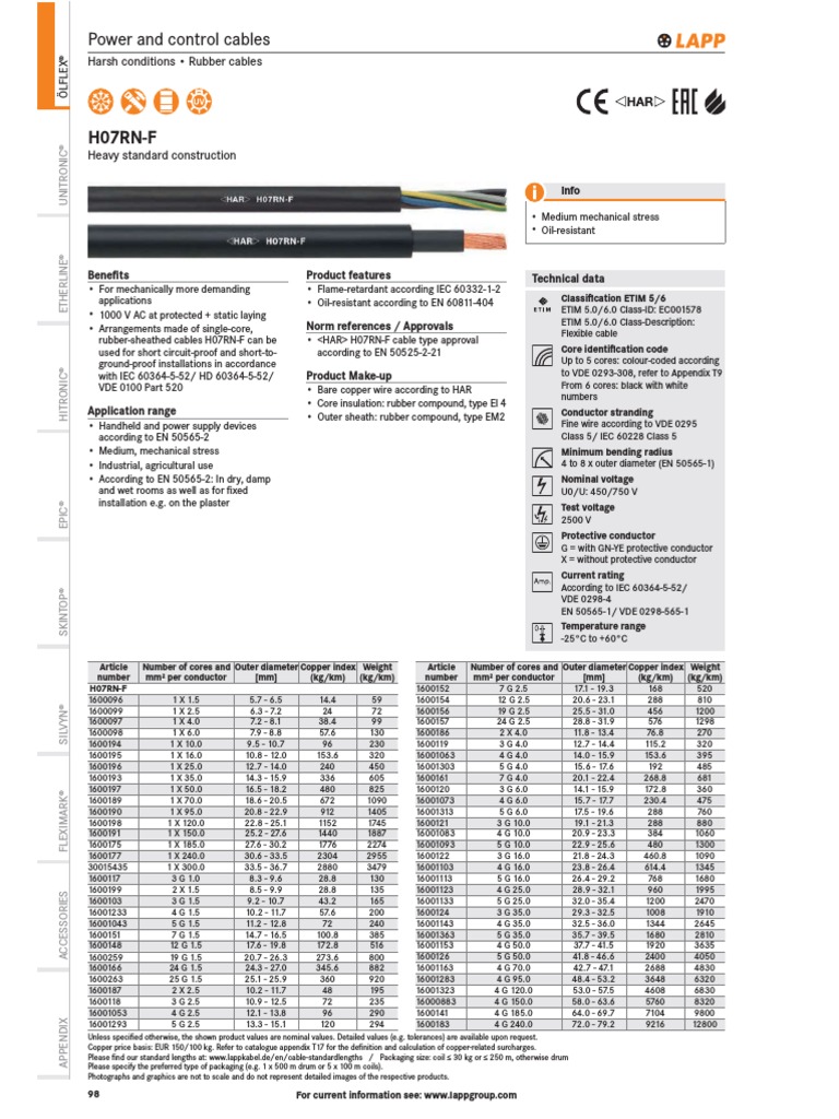H07RN F | PDF | Building Engineering | Components