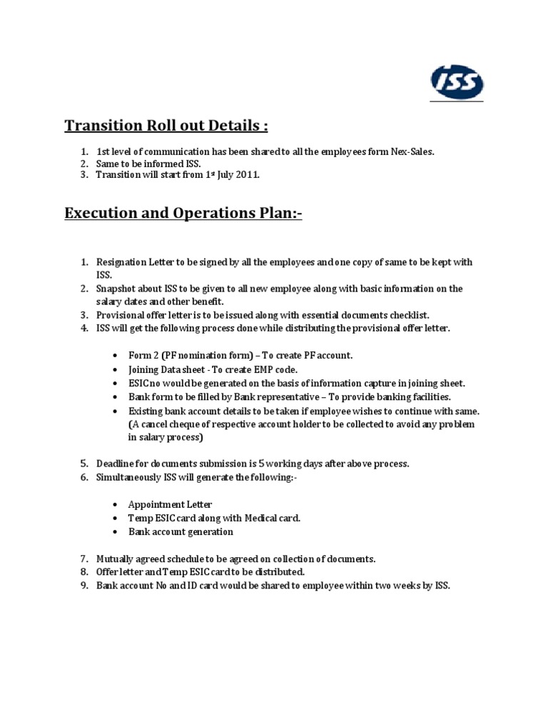 Transition Rollout Plan for Employees | PDF