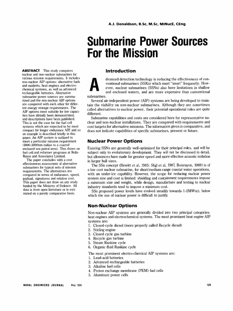 Donaldson Paper | PDF | Fuel Cell | Submarines