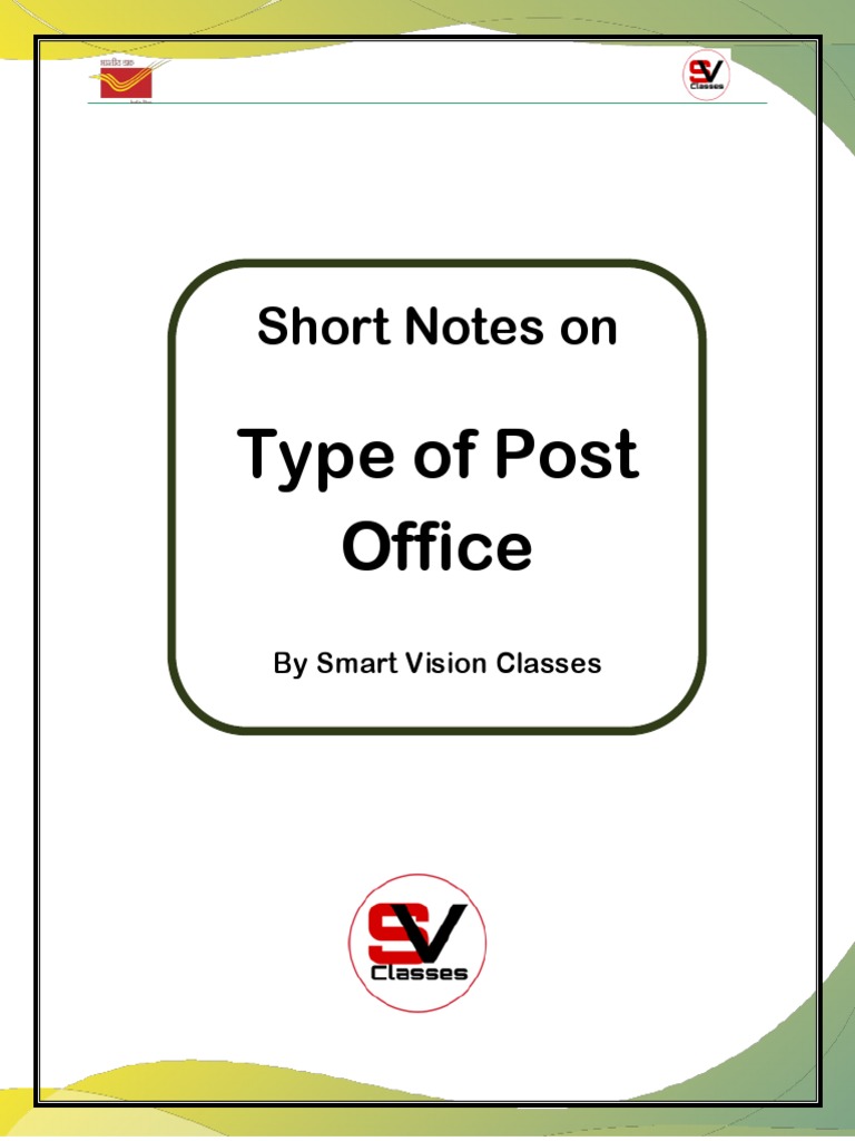 Types of Post Offices in India | PDF | United States Postal Service | Mail