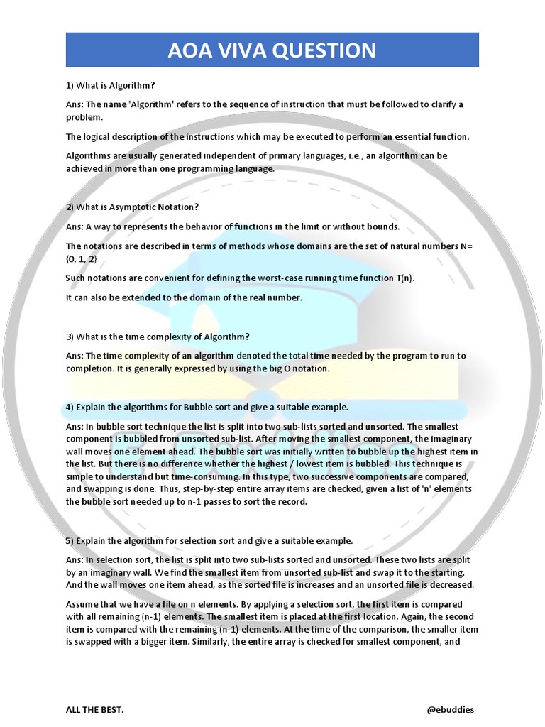 AOA Viva Question | PDF | Algorithms | Theoretical Computer Science