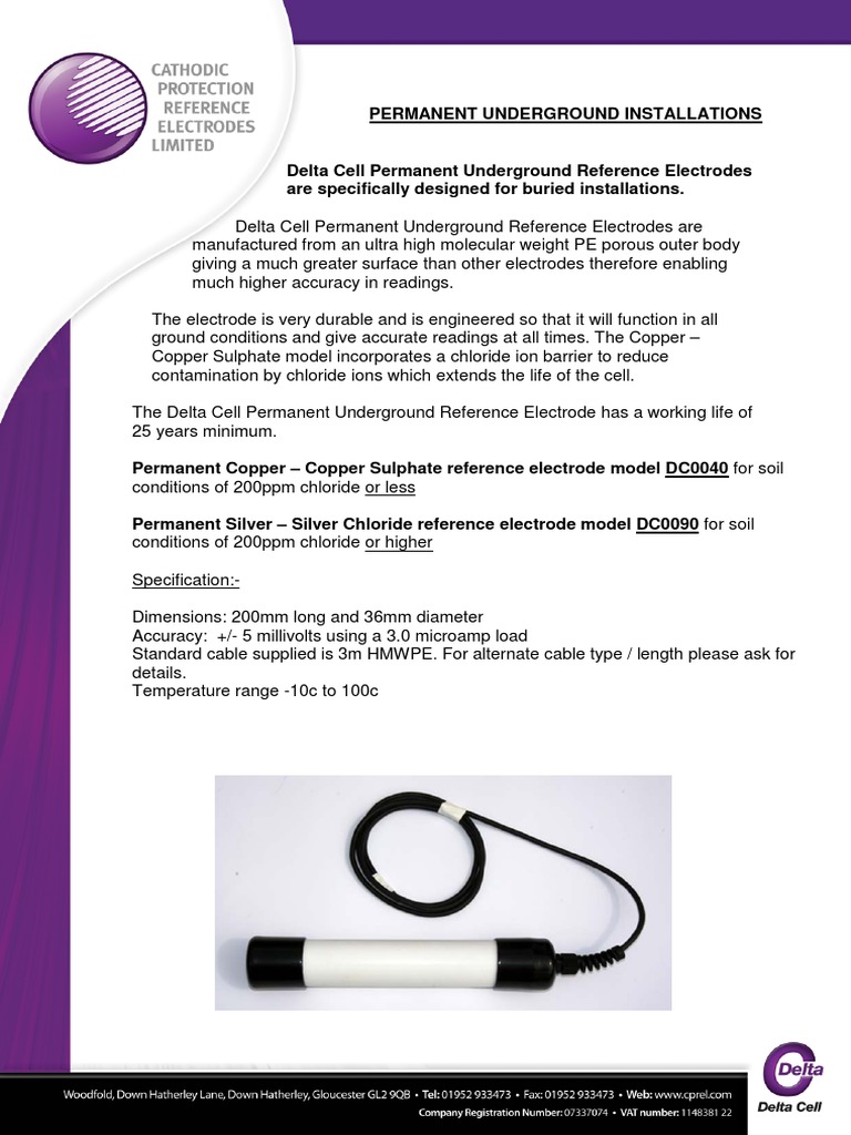 Cu CuSo4 and Ag AgCl Permanent Underground Reference Electrodes | PDF