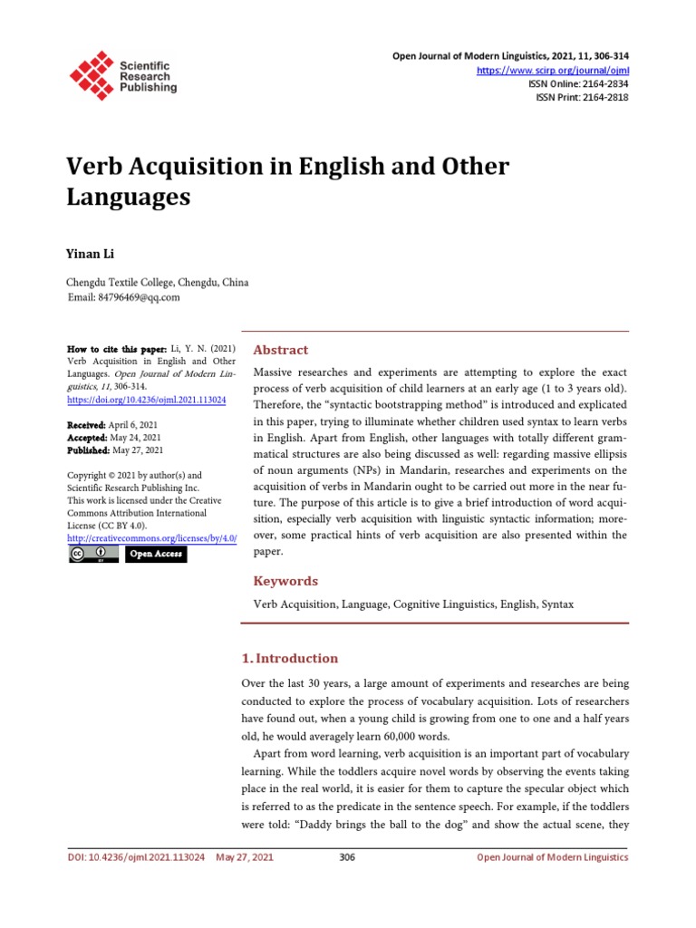 Open Journal of Modern Linguistics | PDF | Syntax | Language Acquisition