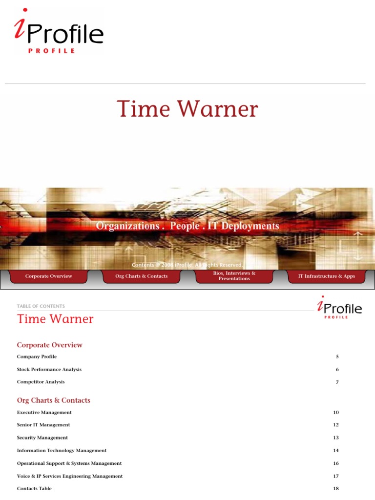 Iprofile - Time Warner Sample Profile | PDF | Time Warner | Chief ...