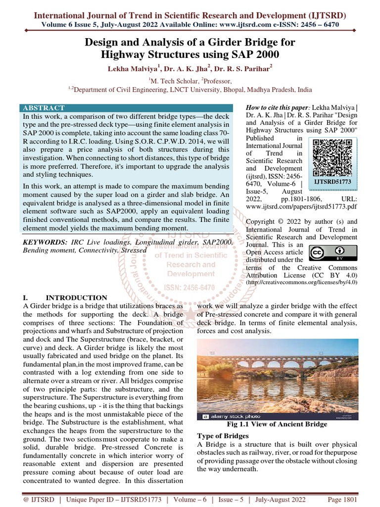 Design and Analysis of A Girder Bridge For Highway Structures Using SAP 2000 | PDF | Bridge ...