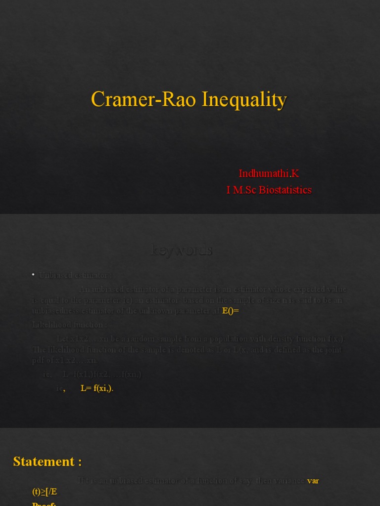 Cramer-Rao Inequality | PDF | Estimator | Analysis