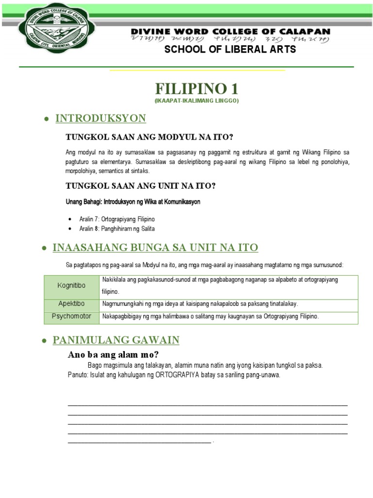Filipino 1 Module 4 5 | PDF