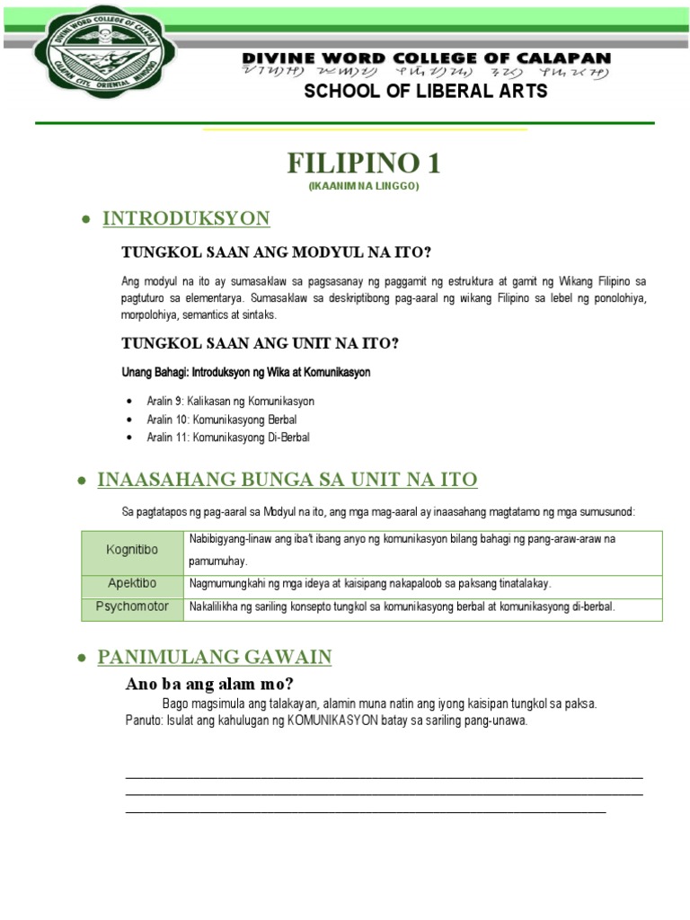 Filipino 1 Module 6 | PDF