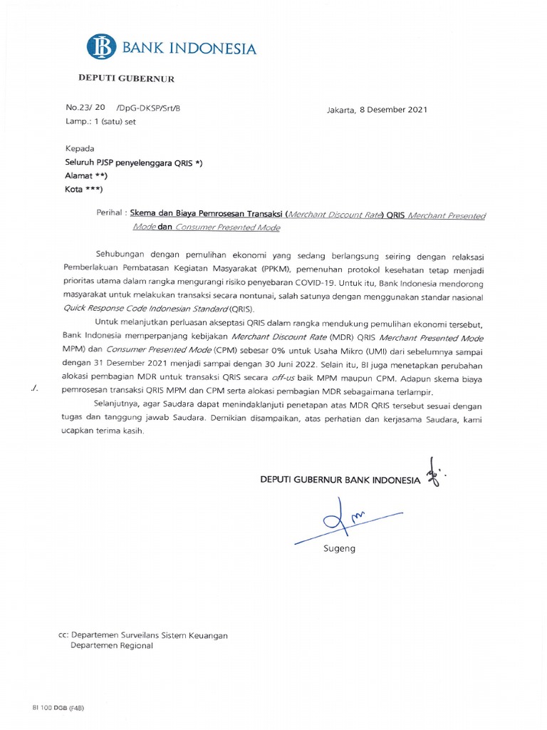 Kebijakan MDR QRIS Bank Indonesia | PDF