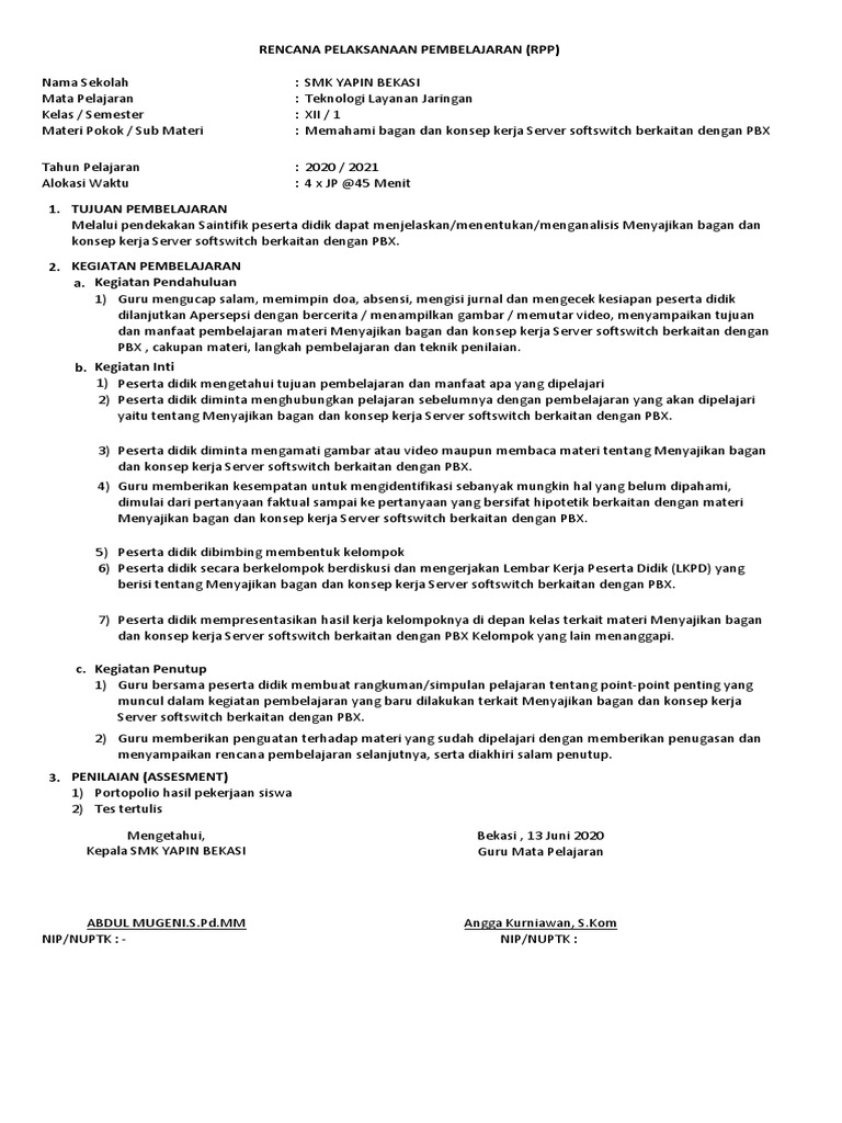 RPP TLJ XII Semester 1 | PDF