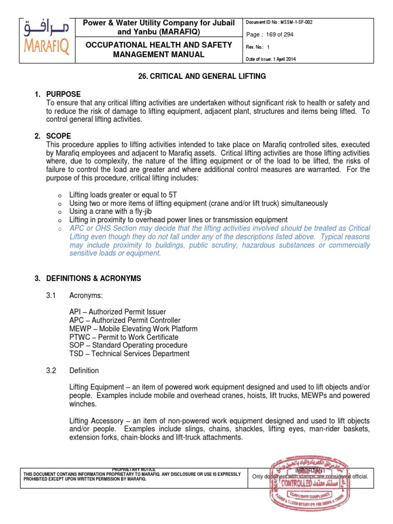Critical Lifting Safety Procedures Manual | PDF | Crane (Machine ...