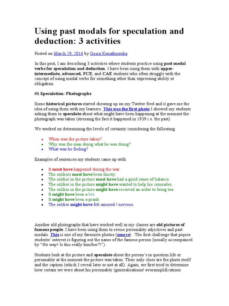 Modals Speculation Probability | PDF | Verb | Linguistics