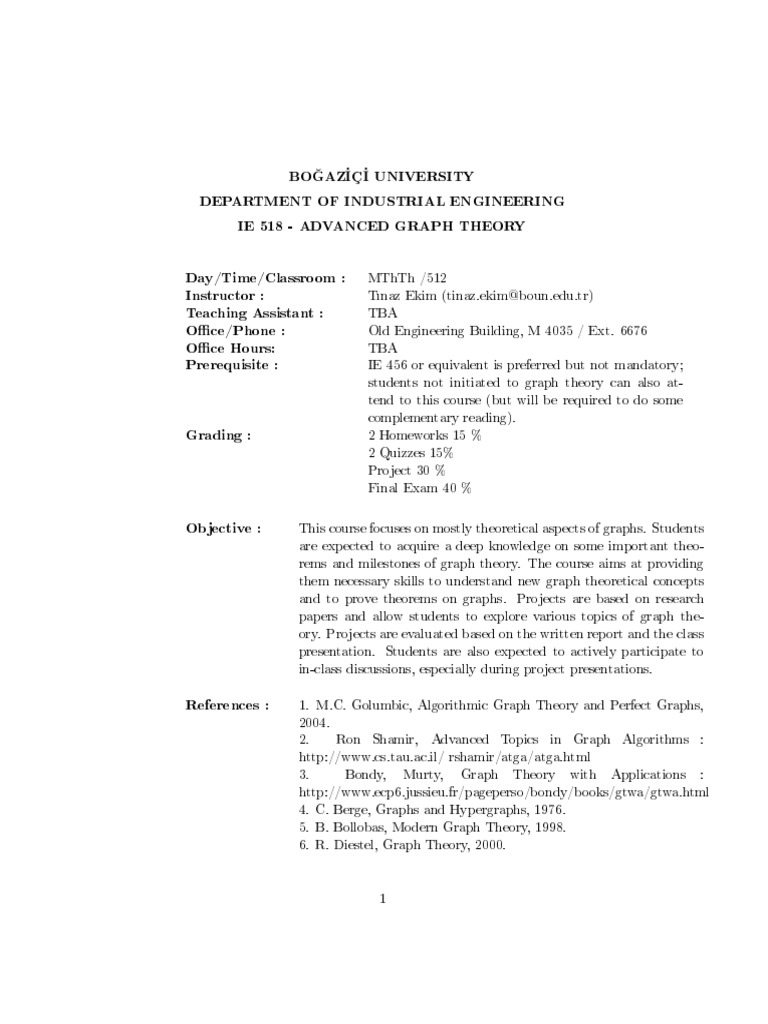 Advanced Graph Theory Course Outline | PDF | Applied Mathematics ...