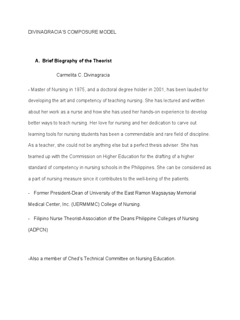 Divinagracia's Composure Model in Nursing | PDF | Self-Improvement | Wellness