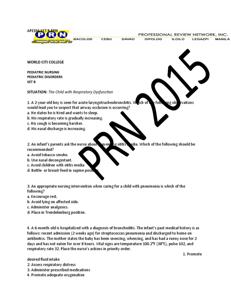 Pedia Set B PRN | Download Free PDF | Allergy | Pneumonia