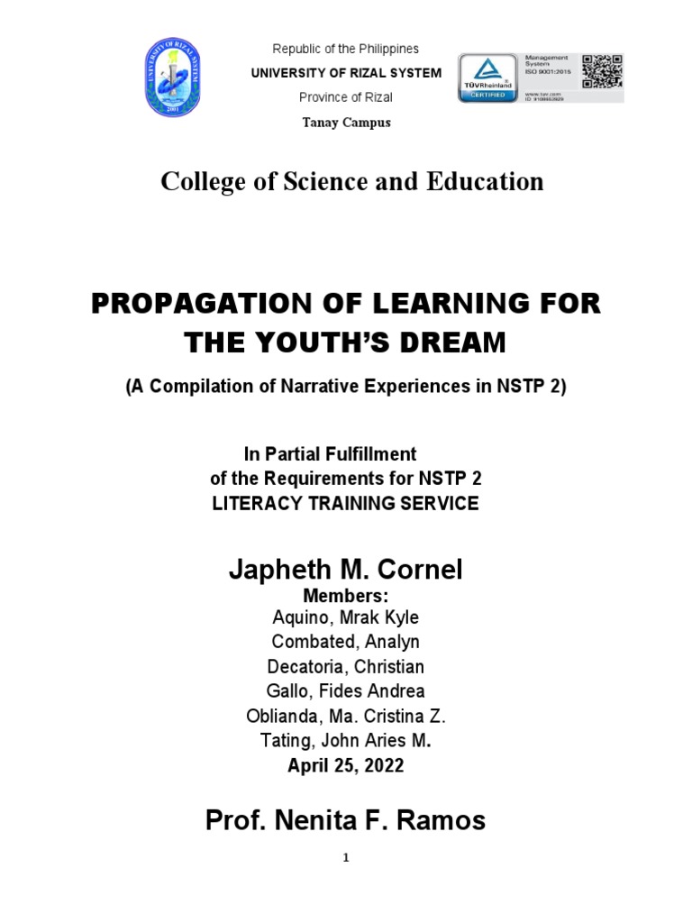 Group 5 (Beed 1) Narrative Report | PDF | Literacy | Learning