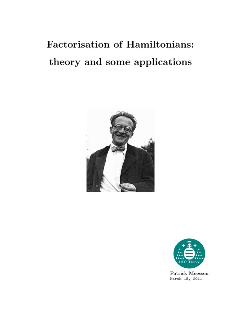 Factorisation of Hamiltonians | PDF | Hamiltonian (Quantum Mechanics) | Quantum Mechanics