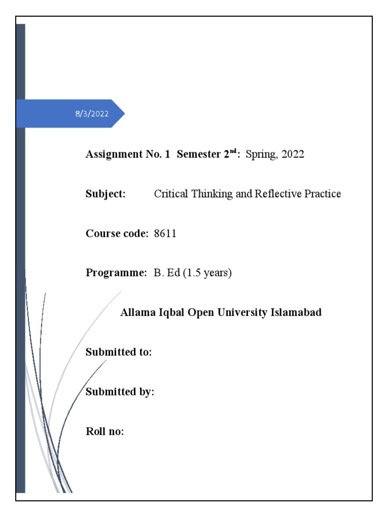 8611, Assignment NO 1 | PDF | Critical Thinking | Social Exclusion