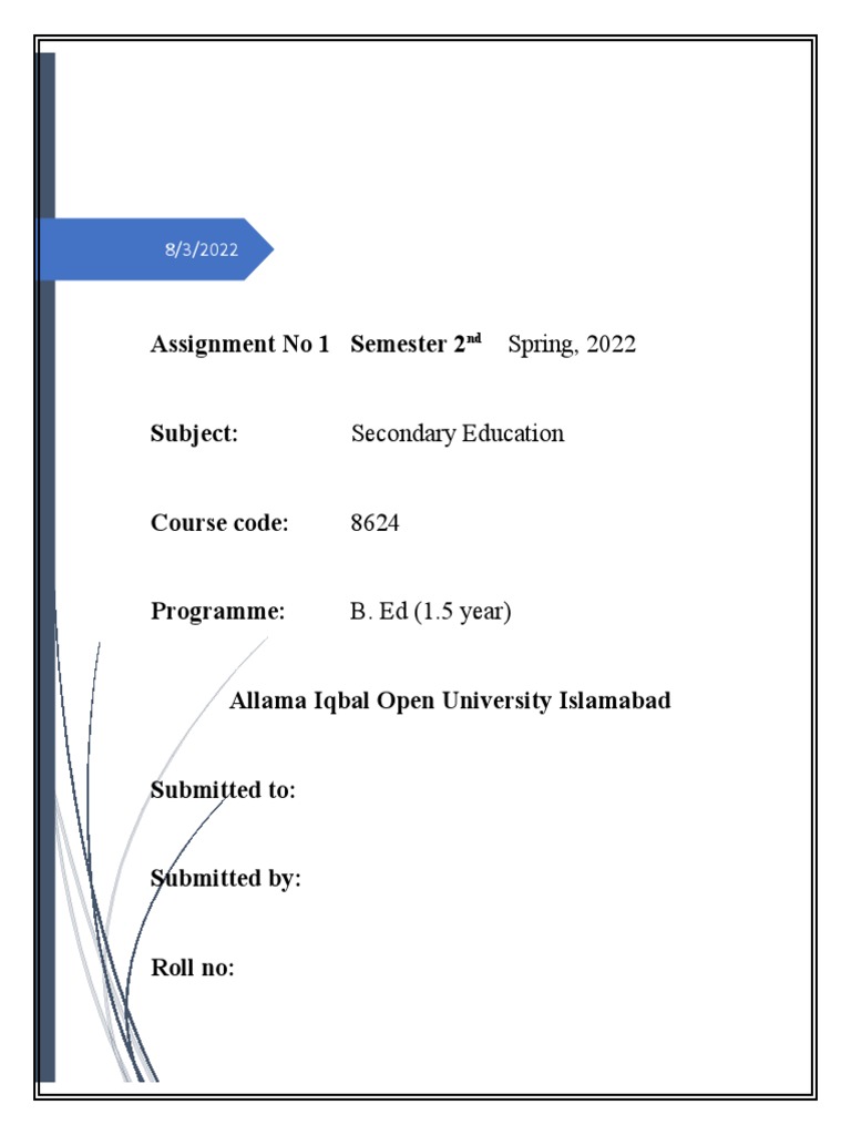 8624 Assignment No 1 | PDF | Curriculum | Cognitive Development