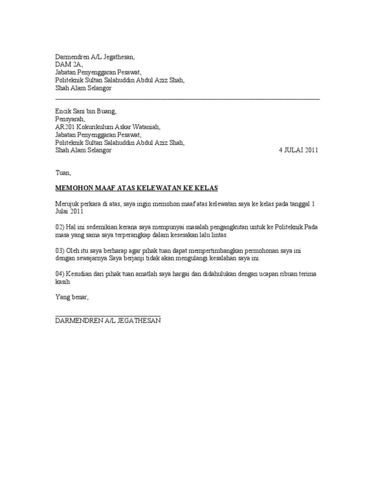 Surat Mohon Maaf | PDF