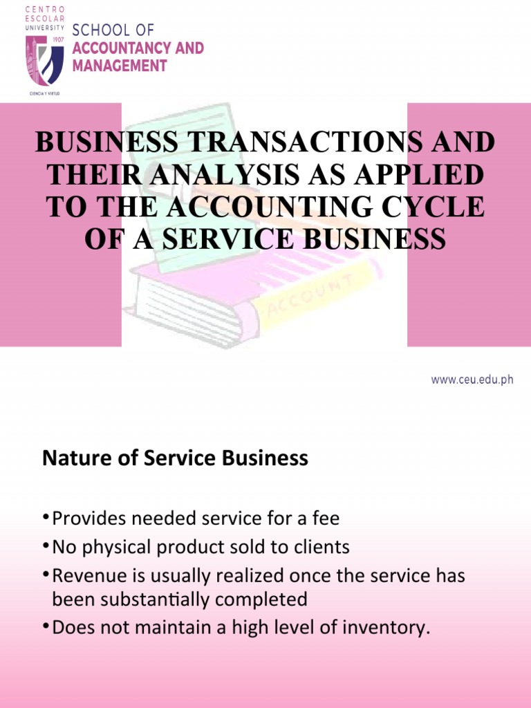 Business Transactions in Service Accounting | PDF | Debits And Credits ...