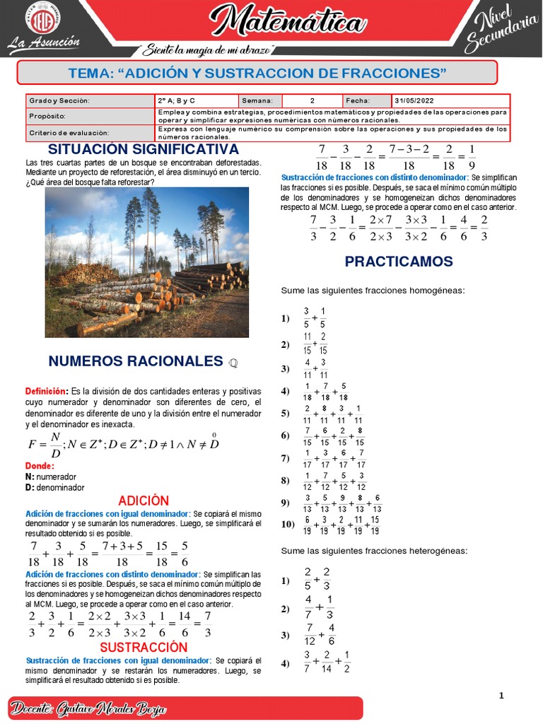 Matematica 1-2° Secundaria-Semana 2 | Descargar gratis PDF | Número racional | Números